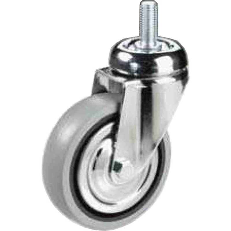 Ruota mobilia girevole gomma grigia antitraccia d.100mm perno Kg.80 ...