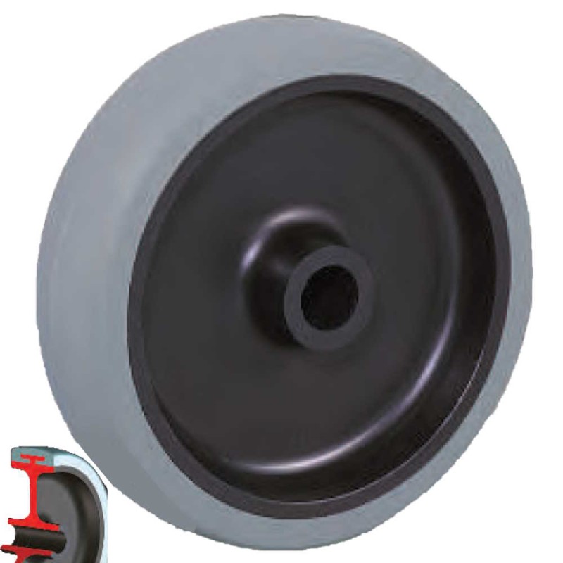 Ruota mobilia girevole con freno gomma grigia antitraccia d.100mm perno ...