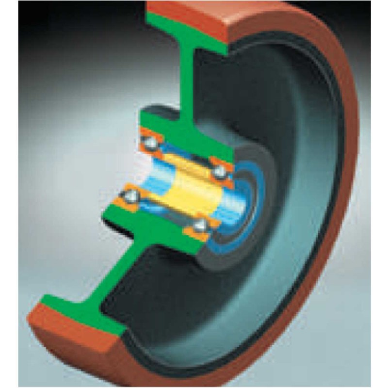Ruota girevole poliuretano nucleo ghisa ø200mm cuscinetti a sfere Kg.700 NAGP200F